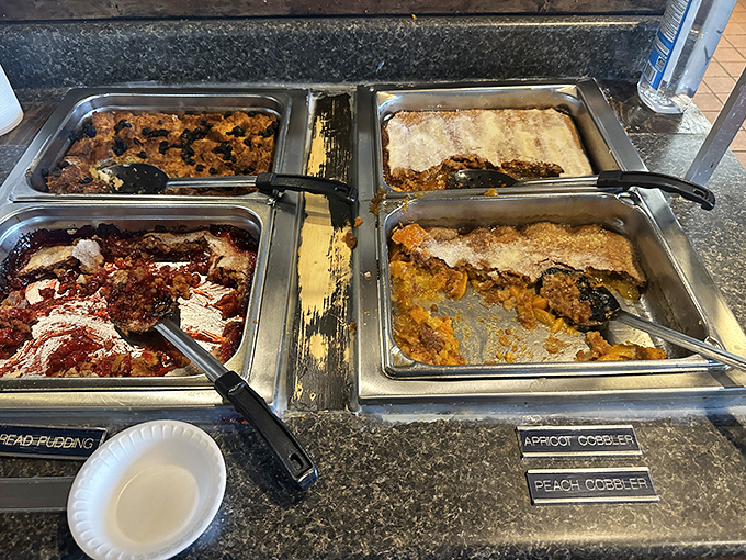 Dessert nirvana: bread pudding, fruit cobblers, and the sweet satisfaction of knowing you saved room for this grand finale.