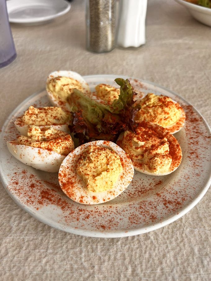 These deviled eggs, dusted with paprika like Southern confetti, aren't just appetizers&mdash;they're edible Southern heirlooms passed down through generations.