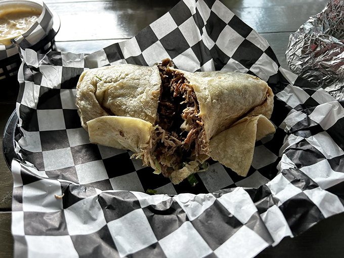 This burrito has been wrapped with the care and precision usually reserved for swaddling newborn babies.