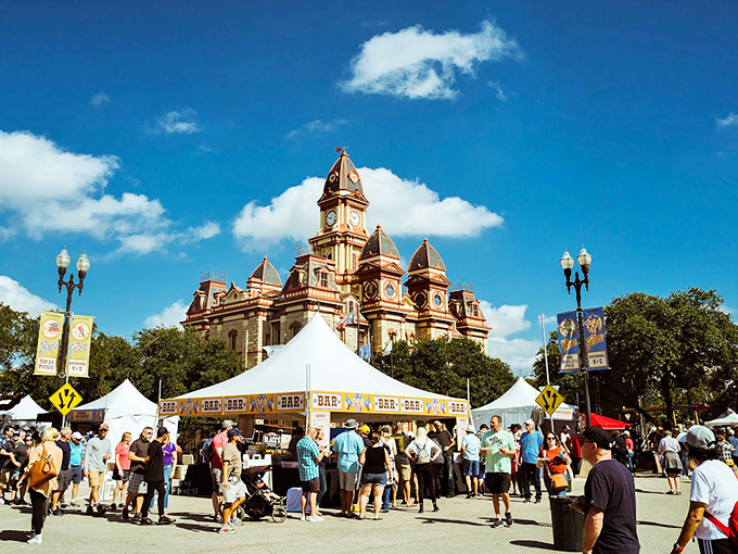 Festival day transforms the courthouse square into a community living room, with BBQ smoke signals drawing folks from miles around.