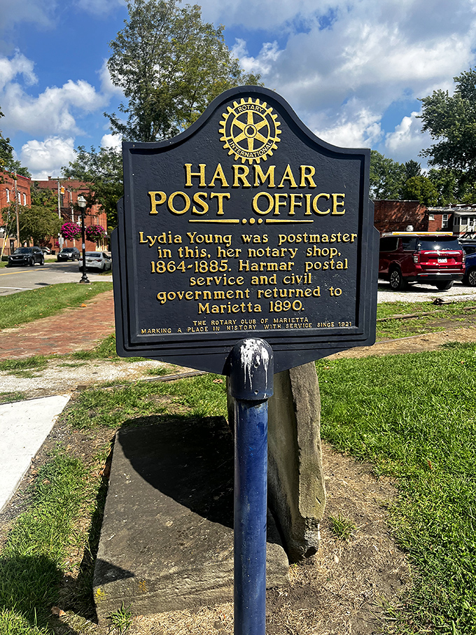 Historical markers like this one dot Marietta's landscape, telling stories of postal service and civic pride with a brevity modern Twitter users would appreciate.