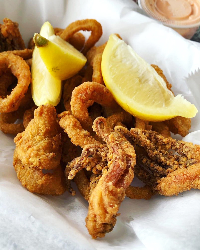 Fried calamari and lemon wedges&mdash;the beach vacation romance that never disappoints. Crispy, tender, perfect.