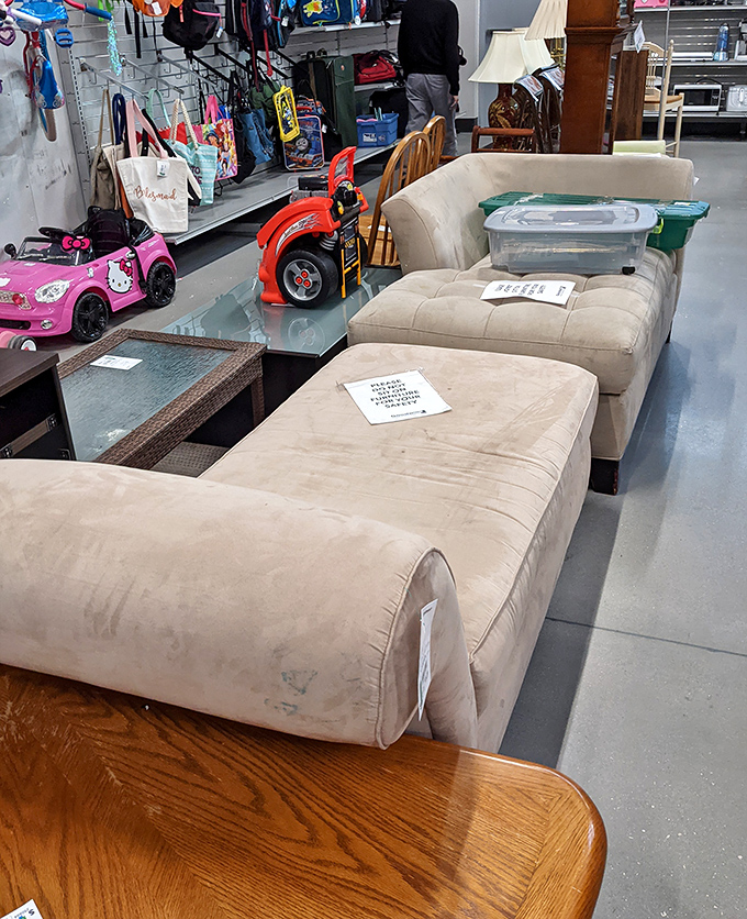 Sink into possibility! This cream-colored sectional could transform your living room for the price of a fancy dinner out.