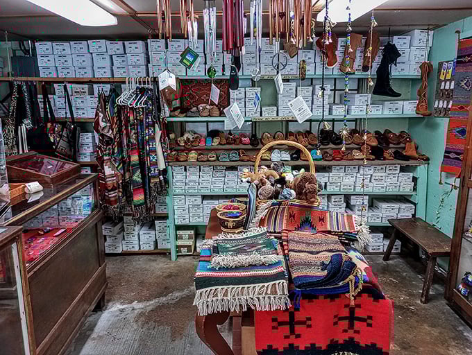 Not just a gift shop—an artisan showcase where every colorful textile tells the story of hands that value craftsmanship over convenience.