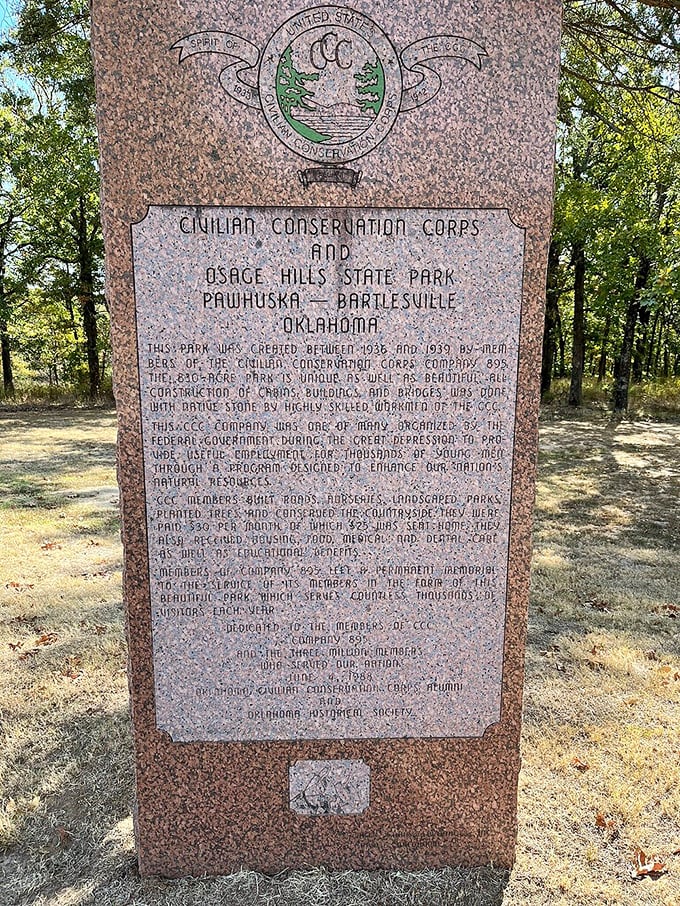 This memorial stone honors the young men who built the park during the Depression. Their legacy continues with every hiker's footstep.