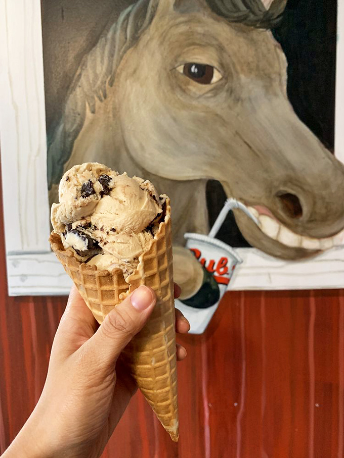 Ice cream that makes you temporarily forget about the horse painting watching you eat. That's powerful dairy magic right there.