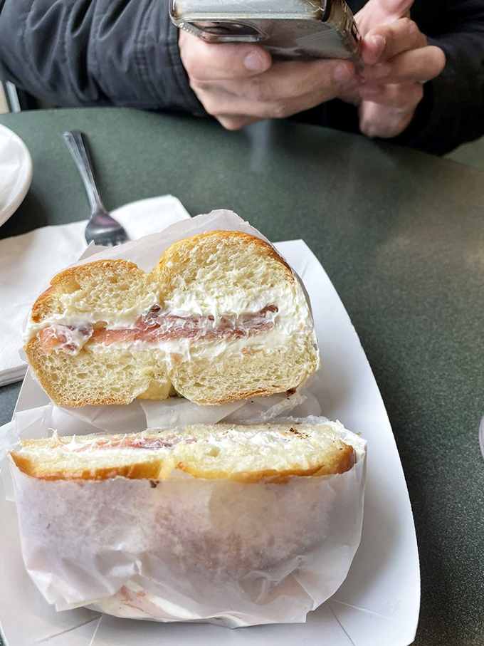 The classic lox sandwich&mdash;where cream cheese meets salmon in a romance more compelling than anything on your streaming watchlist. 