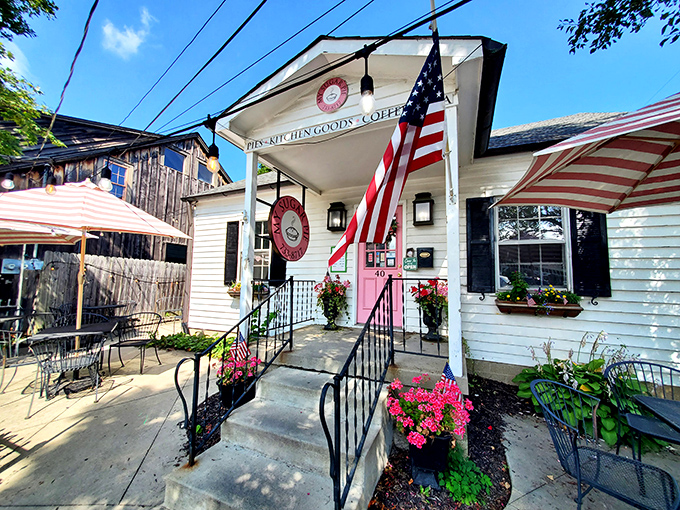 My Sugar Pie's charming exterior promises sweet delights within. The cheerful pink door practically guarantees happiness inside.