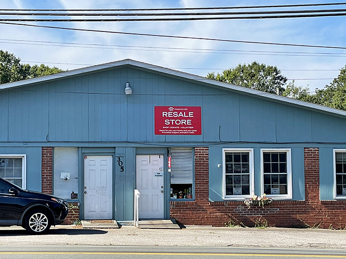 The blue Resale Store proves that treasure hunting and bargain shopping can happen in the same expedition.