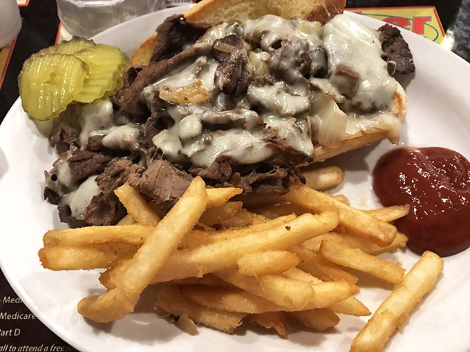 Philly cheesesteak meets Midwest hospitality—tender beef, melted cheese, and the kind of fries that disappear mysteriously fast.