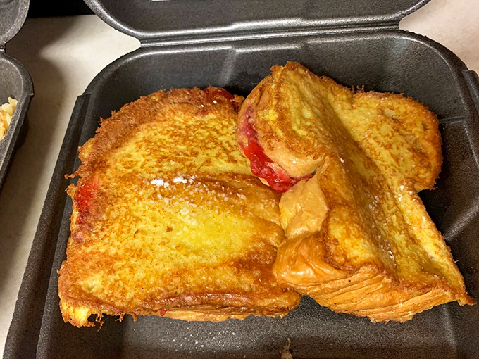 French toast that's had a glow-up. Stuffed with raspberry filling and golden-fried to perfection, it's breakfast that moonlights as dessert.