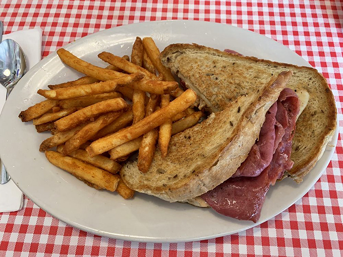 A proper Reuben sandwich and hand-cut fries&mdash;the lunch equivalent of a warm hug from someone who really gets you.