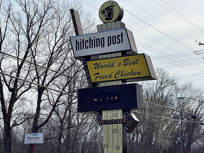 A beacon of hope for the hungry traveler. This vintage sign has guided more food pilgrimages than GPS ever could.
