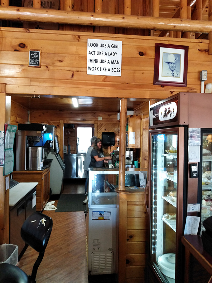Behind every great steak is a kitchen that means business. The sign above says it all&mdash;this place works like a boss.