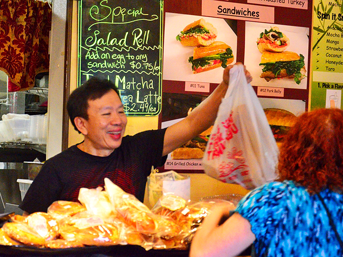 The display case showcases pastries that would make a French baker tip their beret in respect. Resistance is futile. 