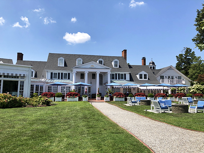 The Inn at Perry Cabin stands like a grand southern dame, elegant and welcoming with gardens that would make Martha Stewart swoon.