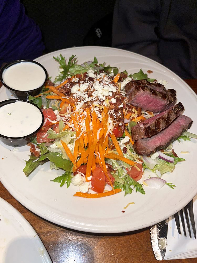 A steak salad that solves the eternal dilemma: how to eat your vegetables while still enjoying life to the fullest.