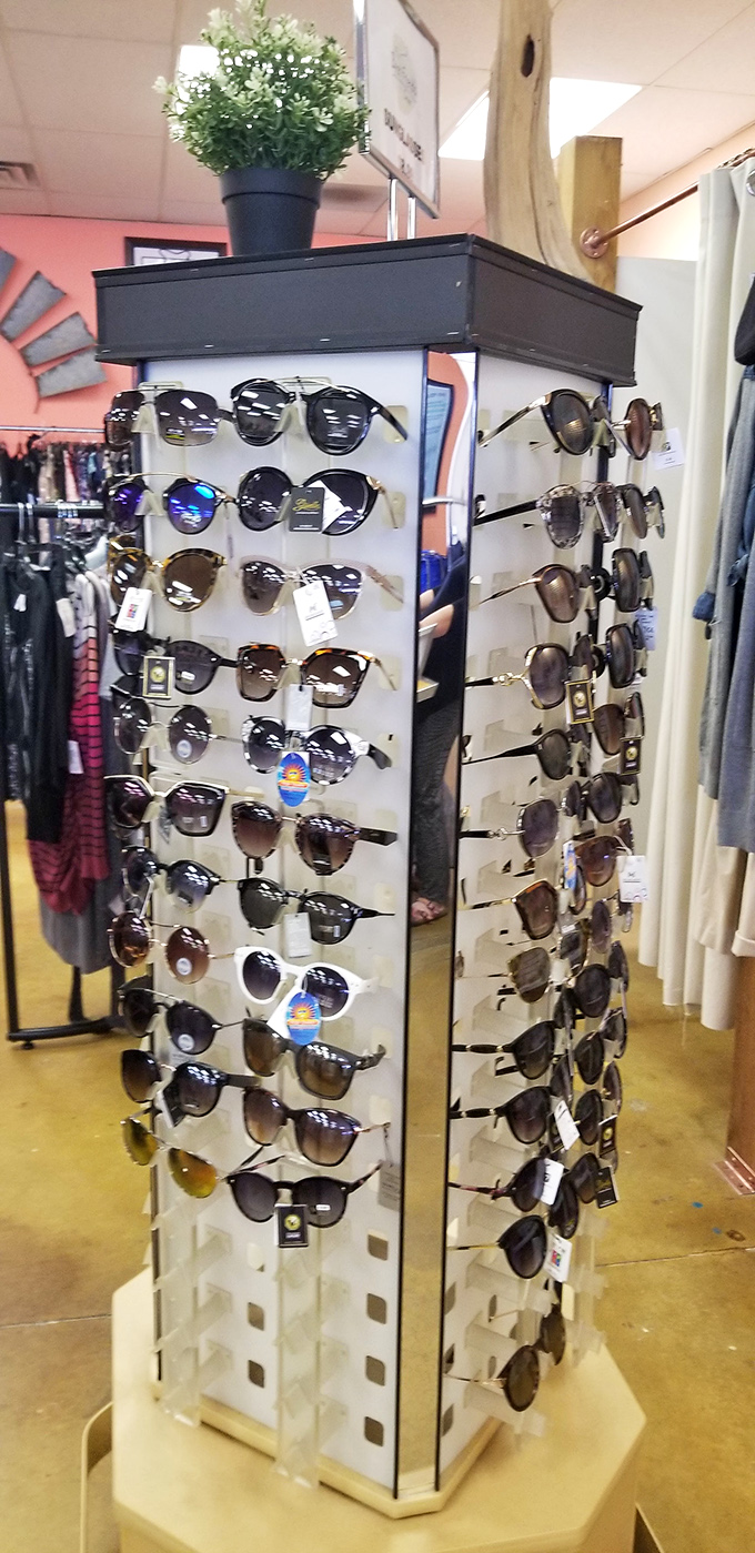 Sunglasses galore for those bright Kansas days. Designer lookalikes that'll have you strutting like a celebrity for pocket change prices.