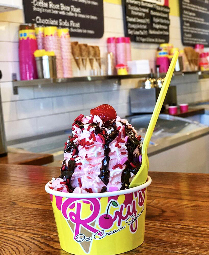 A sundae that's dressed up with more care than most people put into their wedding outfits. That cherry on top isn't just garnish&mdash;it's a promise.