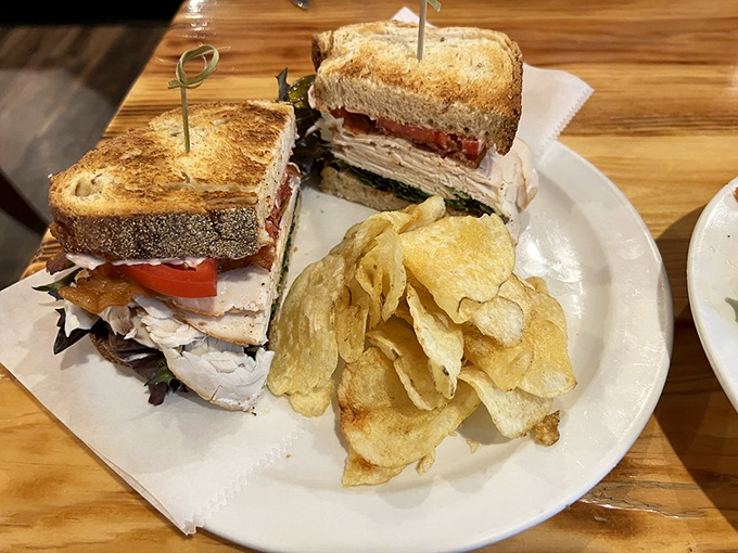 The turkey club: where bread, meat, and vegetables hold their annual summit conference to discuss how they can collectively make your day better.