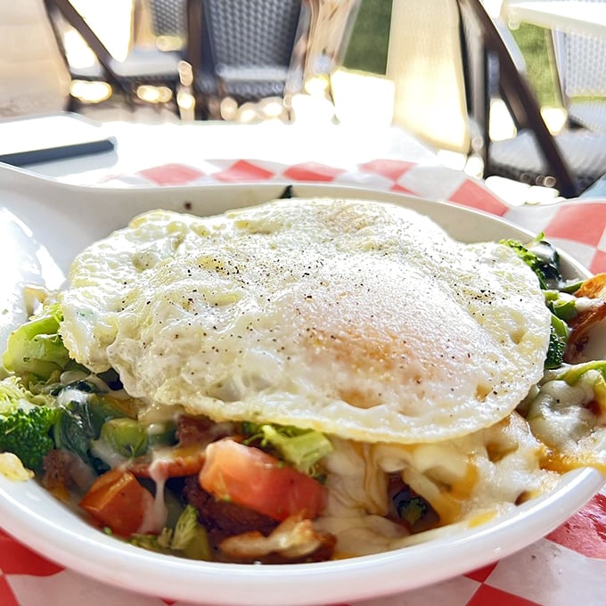 This veggie skillet topped with a perfect egg is what happens when healthy choices refuse to be boring. 