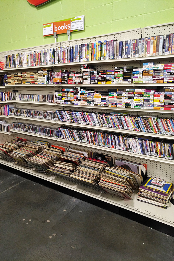 Media treasures stacked with care—where discontinued DVD series and forgotten album gems wait for their second chance at entertainment stardom.