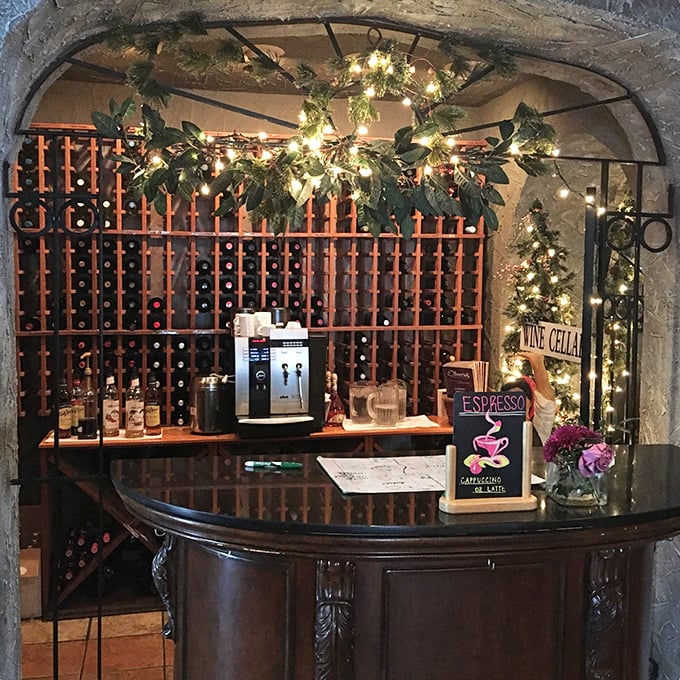 The wine cellar and coffee bar &ndash; because Italians understand that proper meals have both a spirited beginning and a caffeinated finale.