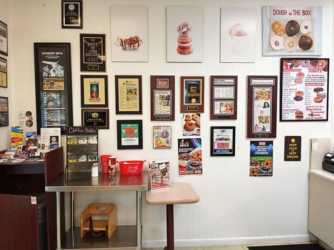 A wall of accolades that tells you everything you need to know. When locals vote you "Best Donuts," you're doing something very right.