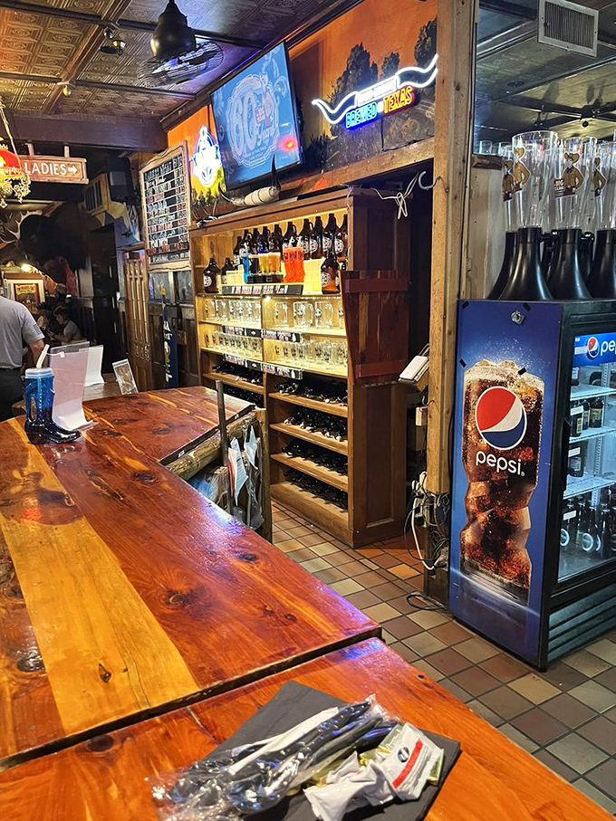 The bar area feels like you've wandered onto a Western movie set where the bartenders might break into a saloon song any minute.
