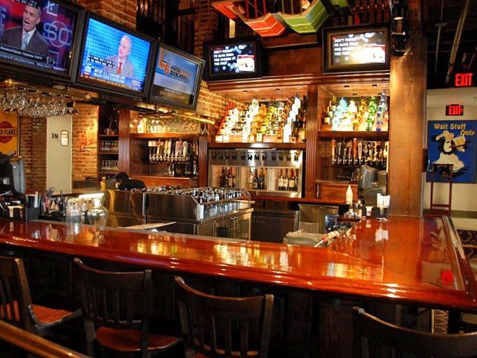 The bar at Darryl's doesn't just serve drinks; it serves possibilities, with bottles lined up like soldiers ready for duty in your evening's adventure.