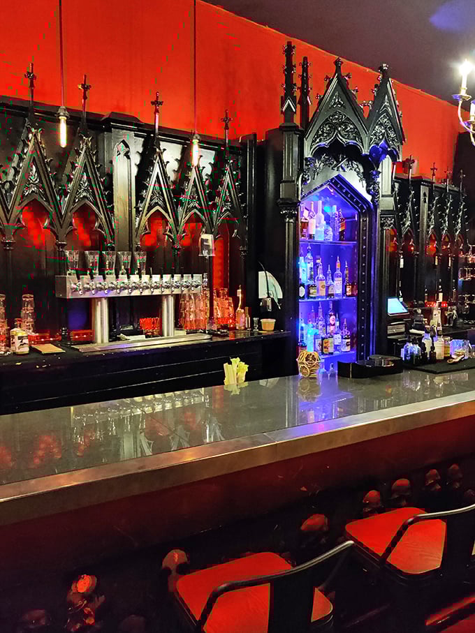 Tacos that prove even Mexican street food can get the gothic treatment &ndash; served on a wooden board that's seen some things. 