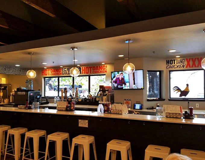 The bar area: where "HOT DANG!" isn't just on the sign, it's what you'll involuntarily shout after your first bite.