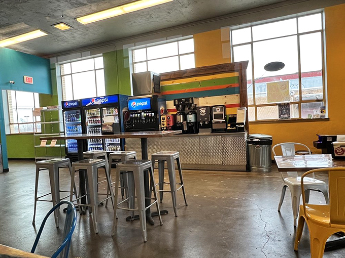 Behind every great donut is great coffee. This colorful drink station promises the perfect liquid companion to your pastry indulgence.