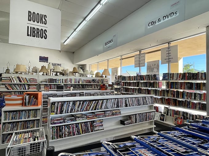 The book section&mdash;where literary journeys begin again. Someone's abandoned beach read is your next discovery.