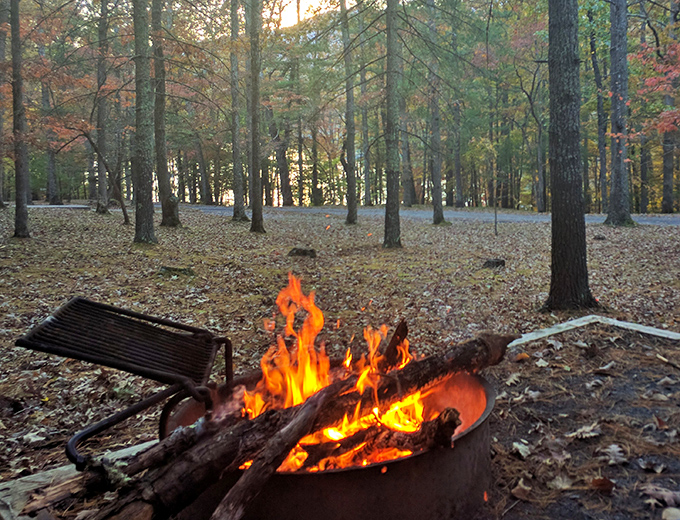 Nature's television: a campfire's dancing flames offer better entertainment than anything streaming on your devices back home.