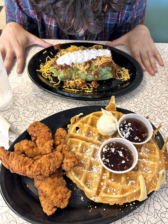 Chicken and waffles: the breakfast-lunch hybrid that makes you wonder why we even bother with other meals. Sweet, savory, and utterly satisfying.