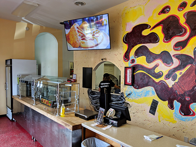 Where the magic happens. That artistic mural behind the counter is like a visual representation of what's happening to your taste buds.