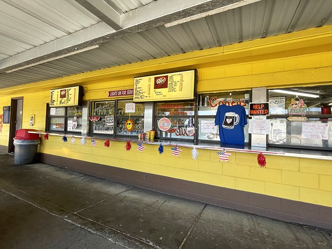 Where the magic happens &ndash; yellow walls and nostalgic decor frame the counter where orders are placed and dreams fulfilled.