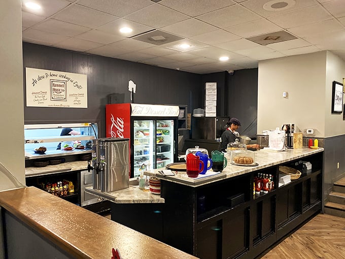 The dessert counter beckons with promises that will test your willpower. Those pies didn't win ribbons at the county fair for nothing.