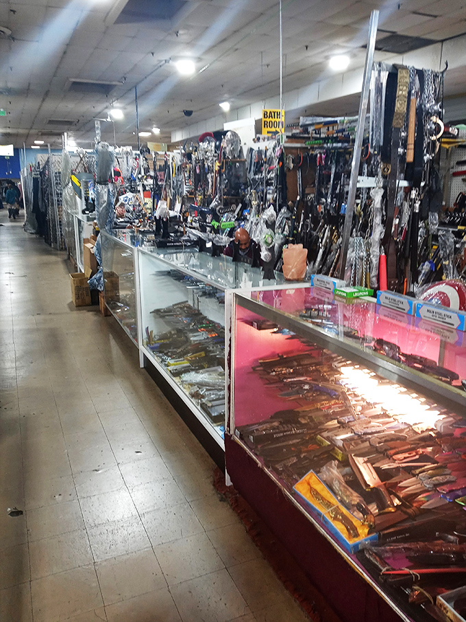 The glass case of temptation. Where impulse purchases and carefully considered collections meet under the watchful eye of a patient vendor.