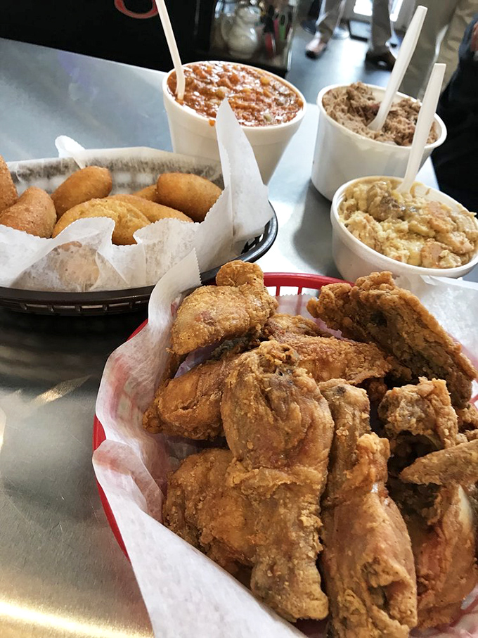Fried chicken so golden and crispy, it makes you wonder if the colonel should have spent more time in North Carolina taking notes.