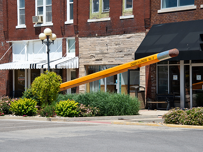 This enormous pencil could write a love letter to the entire state. Casey's commitment to oversized office supplies is frankly inspirational.