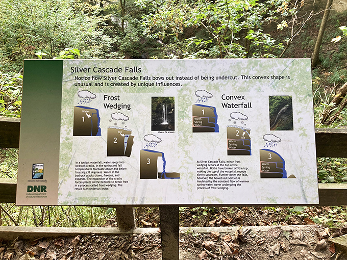 Even the educational signs at Shades are fascinating&mdash;proof that geology can be cool when it creates waterfall magic right before your eyes.