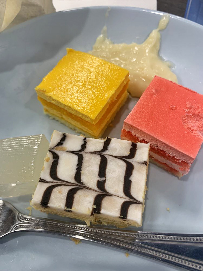 Dessert squares that bring geometric precision to the art of indulgence. That marbled pattern isn't just pretty&mdash;it's a roadmap to happiness. 