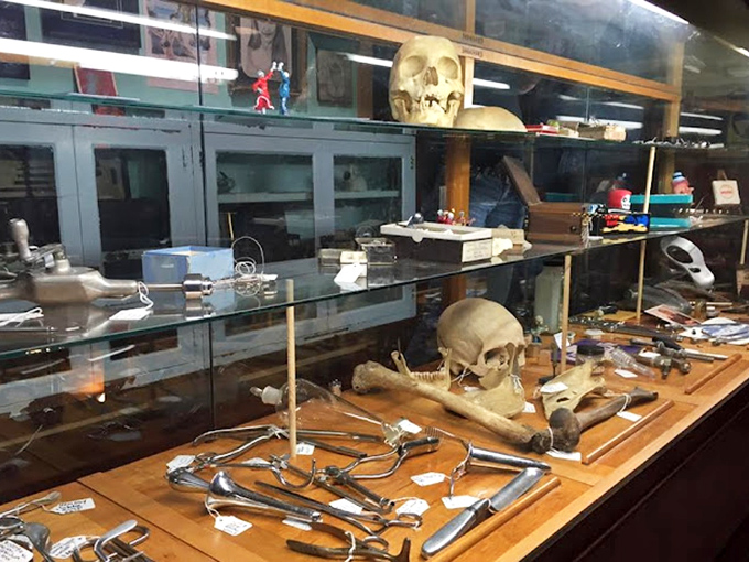 The "7 Deadly Sins" display combines the spiritual and macabre. Sunday school definitely didn't cover this particular interpretation of biblical warnings.