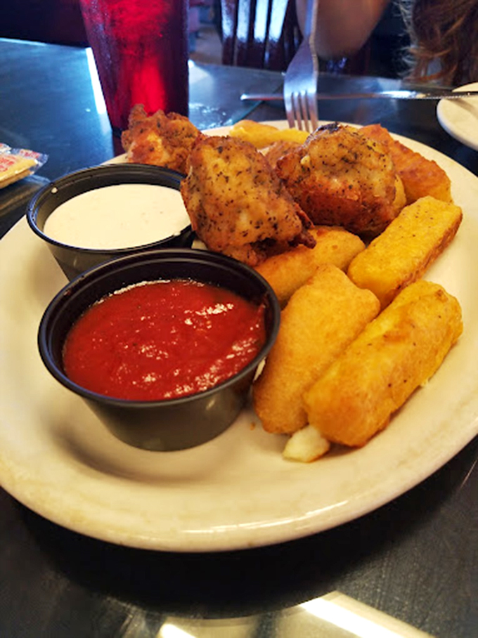Chicken tenders and polenta sticks that prove comfort food doesn't need a passport to transport you somewhere wonderful. Simple pleasures, perfectly executed.