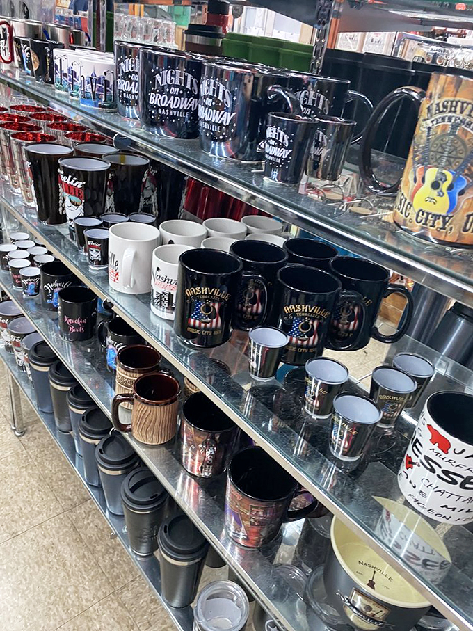 Mug collectors, beware! You'll need extra cabinet space after browsing this shrine to caffeinated Nashville pride.