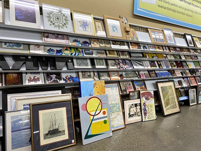 Wall art that ranges from "starving artist's first attempt" to "how did this end up here?" Each frame holds a story and a potential conversation starter.