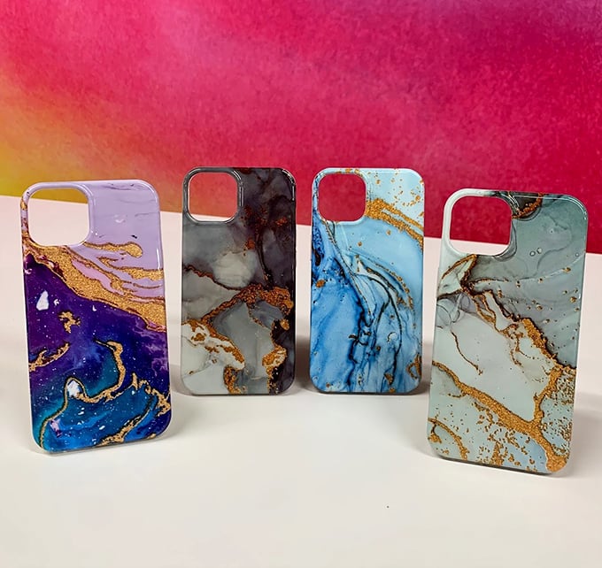 Phone cases that look like abstract art galleries for your pocket. Protection meets expression in these marble-inspired mobile accessories.