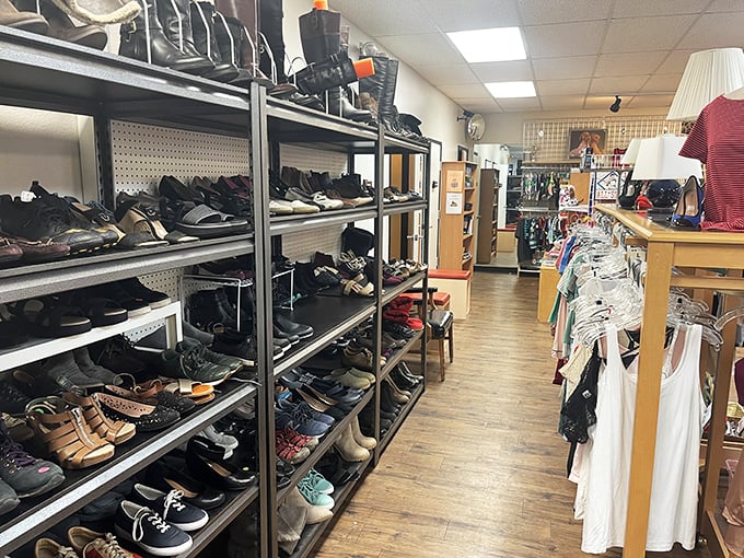 The shoe section: where footwear gets its second dance. More options than a centipede's closet and twice as organized.